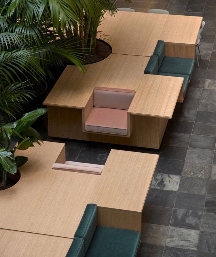 Mobile Bamboo Work Islands Turn This Events Hall into a Co-Working ...