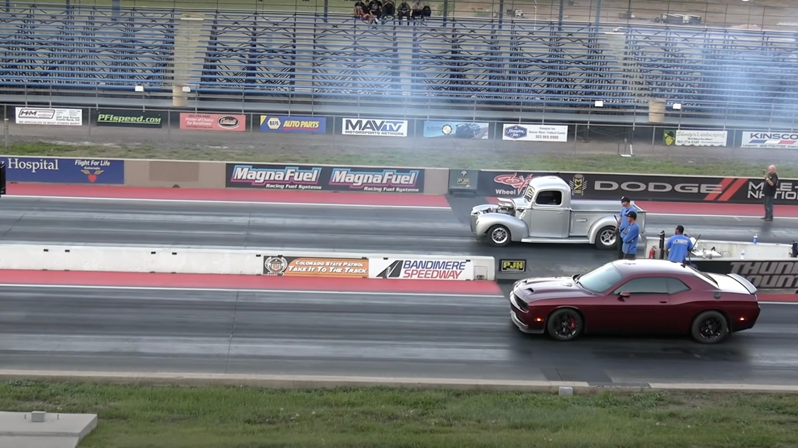 Vintage Ford Pickup Takes Down Challenger Hellcat In Drag Race | Ford ...