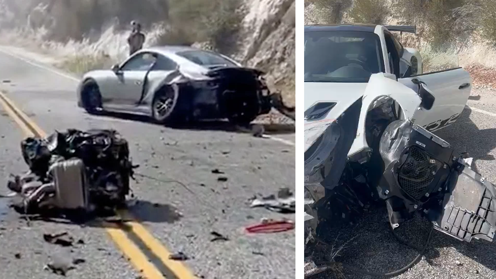 Porsches Crash on Angeles Crest Highway, One Loses Engine | Rennlist