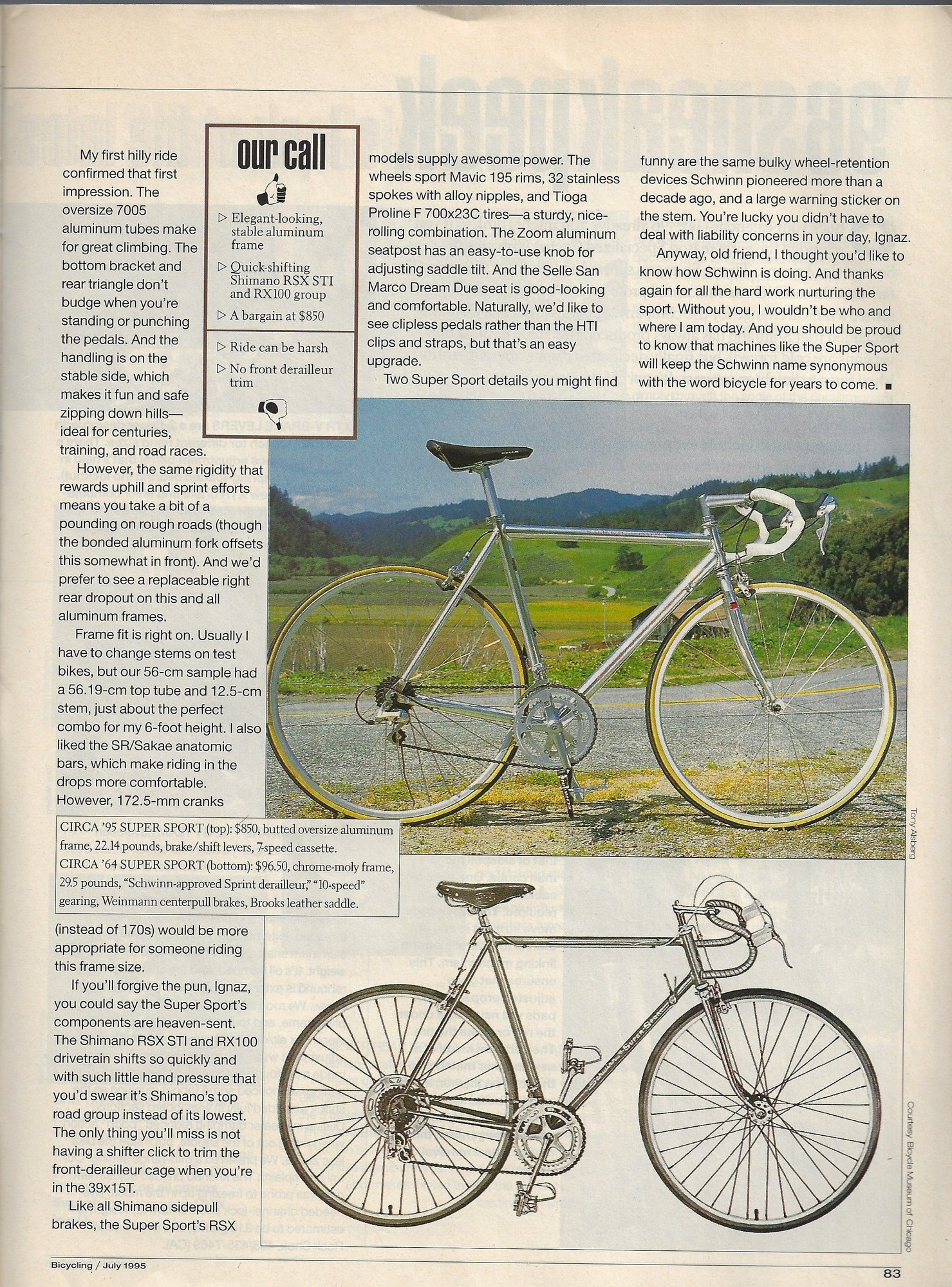 Bike Forums - Road Test/Bike Review (1995) Schwinn Super Sport