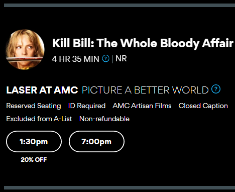 Kill Bill: The Whole Bloody Affair (2011, D: Tarantino) -- 70MM and ...