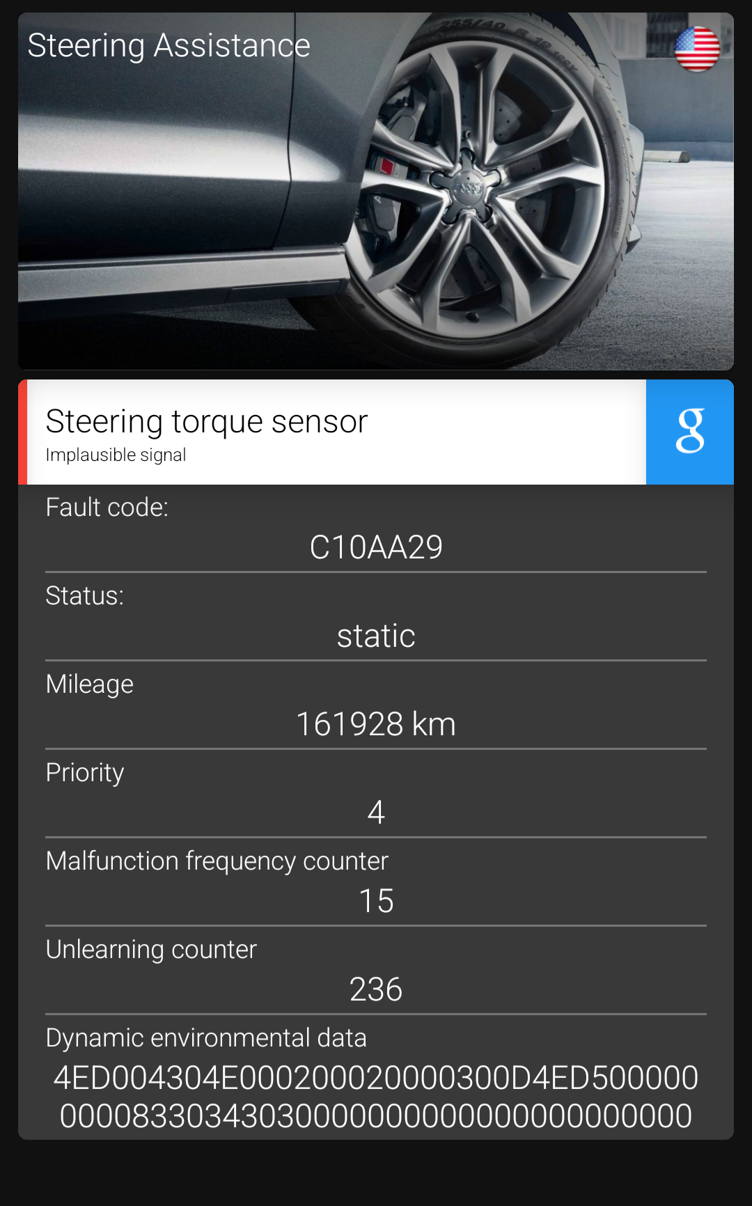 Steering Malfunction (yellow + red light) - AudiWorld Forums