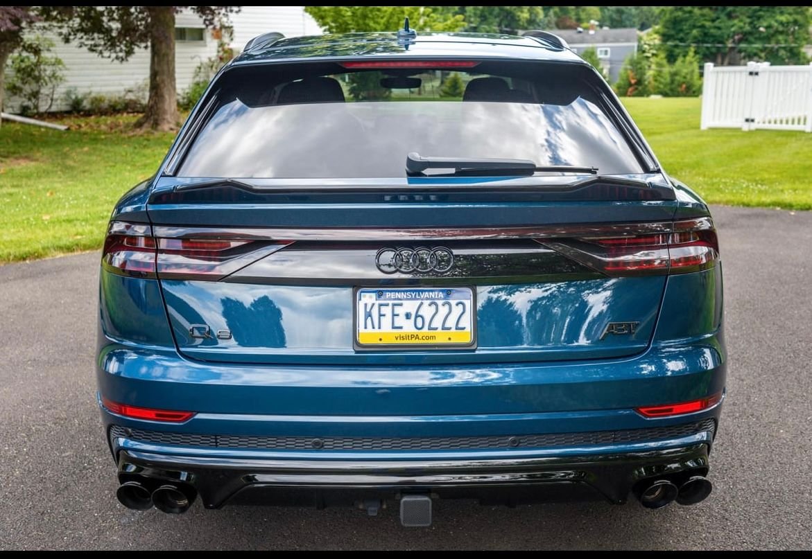 Audi Q8 S-Line Maxton Design Front Splitter and Rowen Rear Gate Spoiler ...