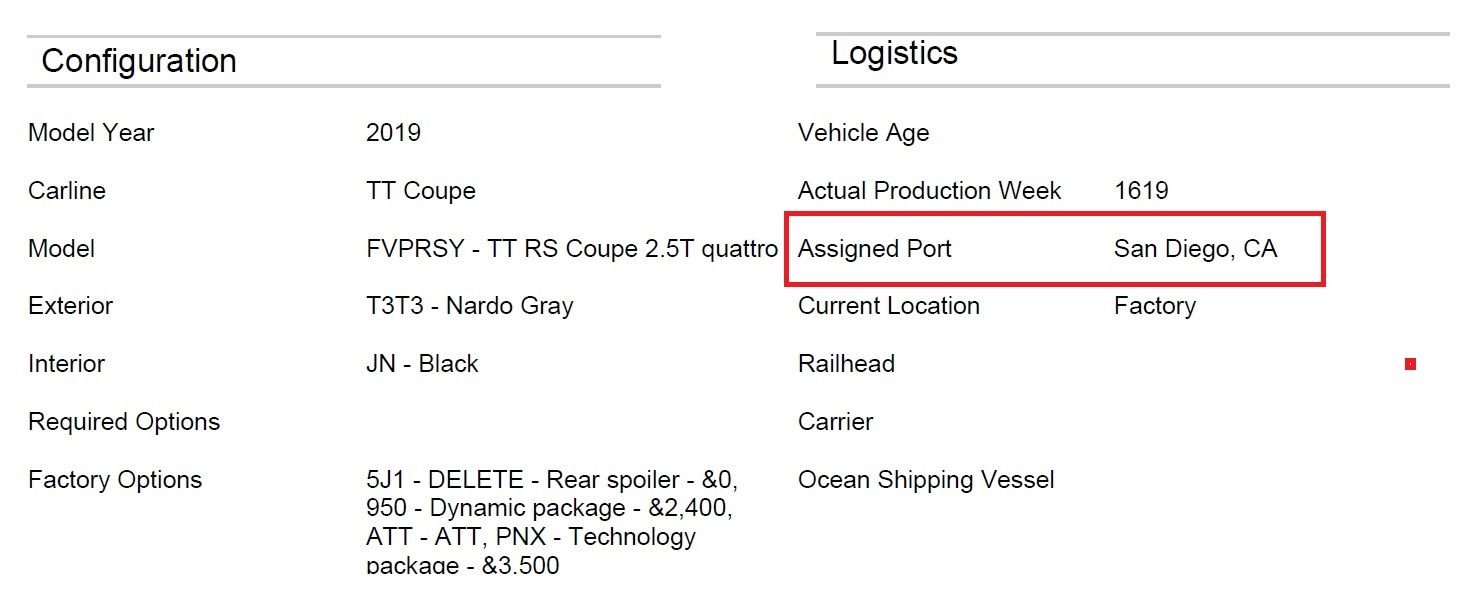 2019 TT RS Order Status - Page 9 - AudiWorld Forums
