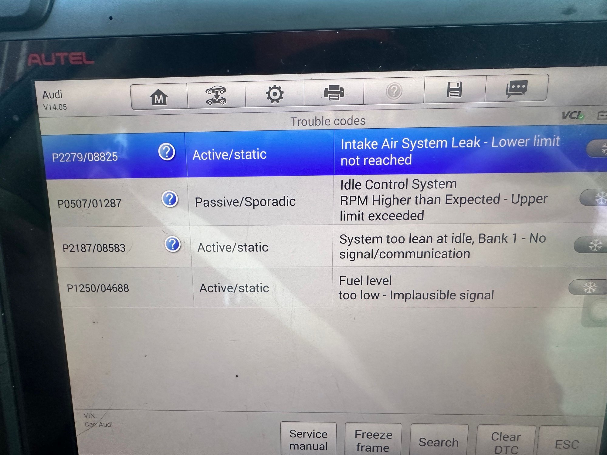 Help Pls: Fault codes P2279, P0507, P2187 - AudiWorld Forums