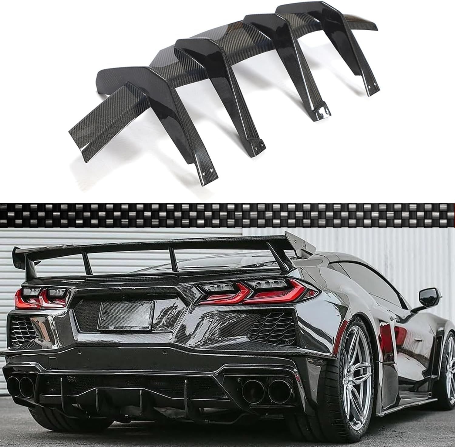 Upgrade Your C8 Corvette: Real Carbon Fiber Rear Bumper Diffuser ...