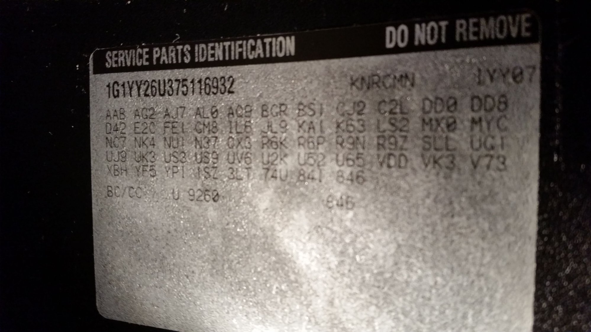 2007 Coupe RPO Code Question - CorvetteForum - Chevrolet Corvette Forum ...