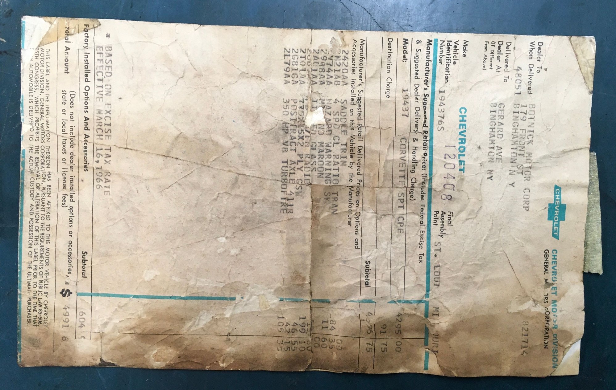 1966 window sticker opinion - CorvetteForum - Chevrolet Corvette Forum ...