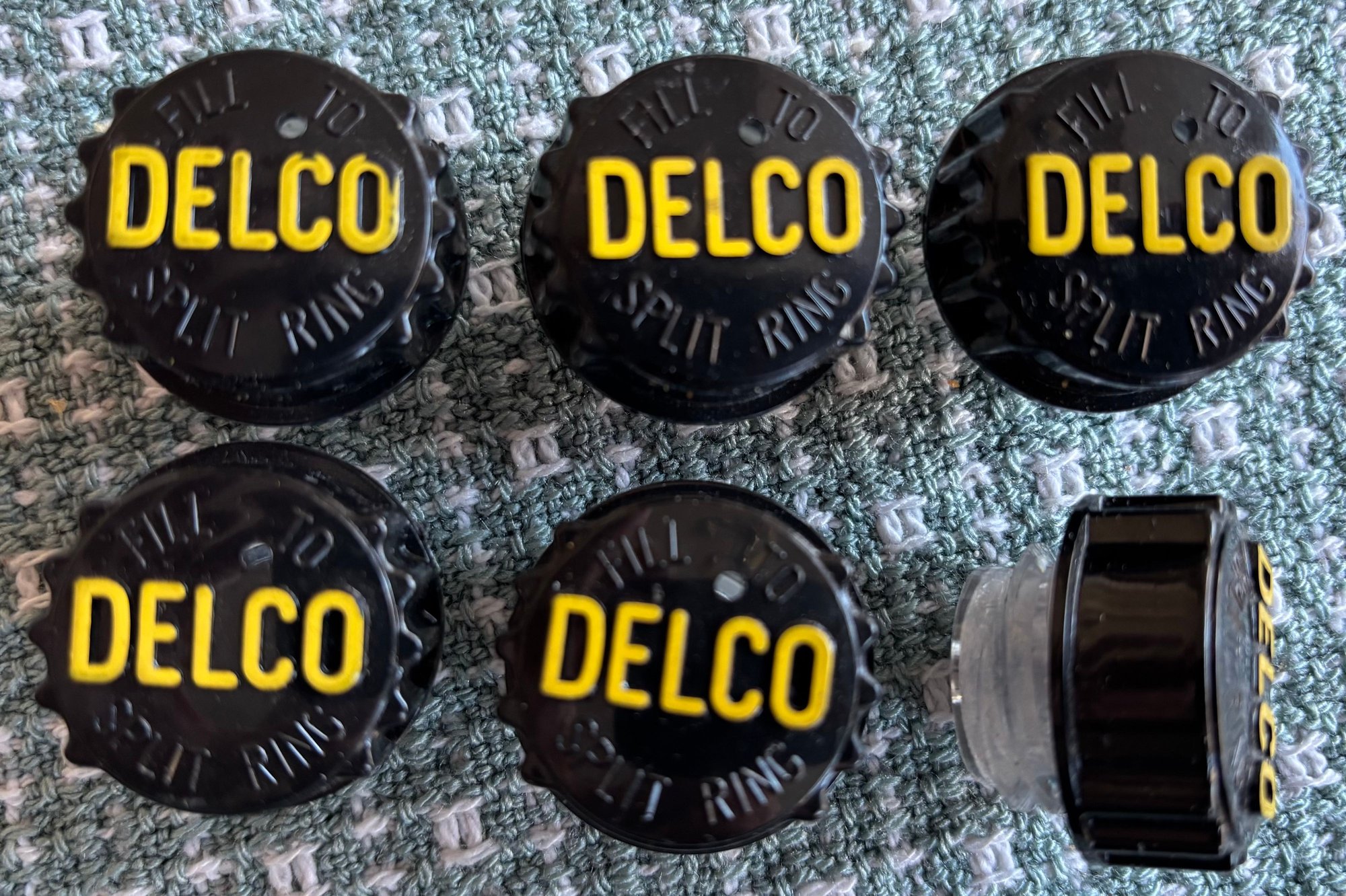 FS (For Sale) Delco Battery Caps Black w/ Yellow Lettering - Vented ...