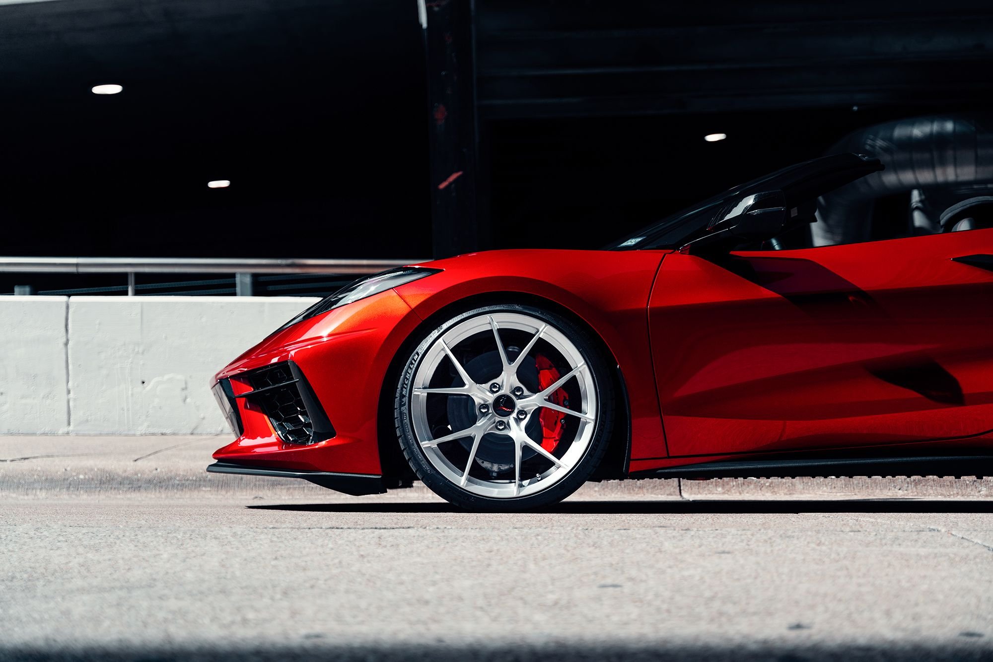 Red Mist Corvette C8 - Forgedlite MC5 Brushed Aluminum Photoshoot ...
