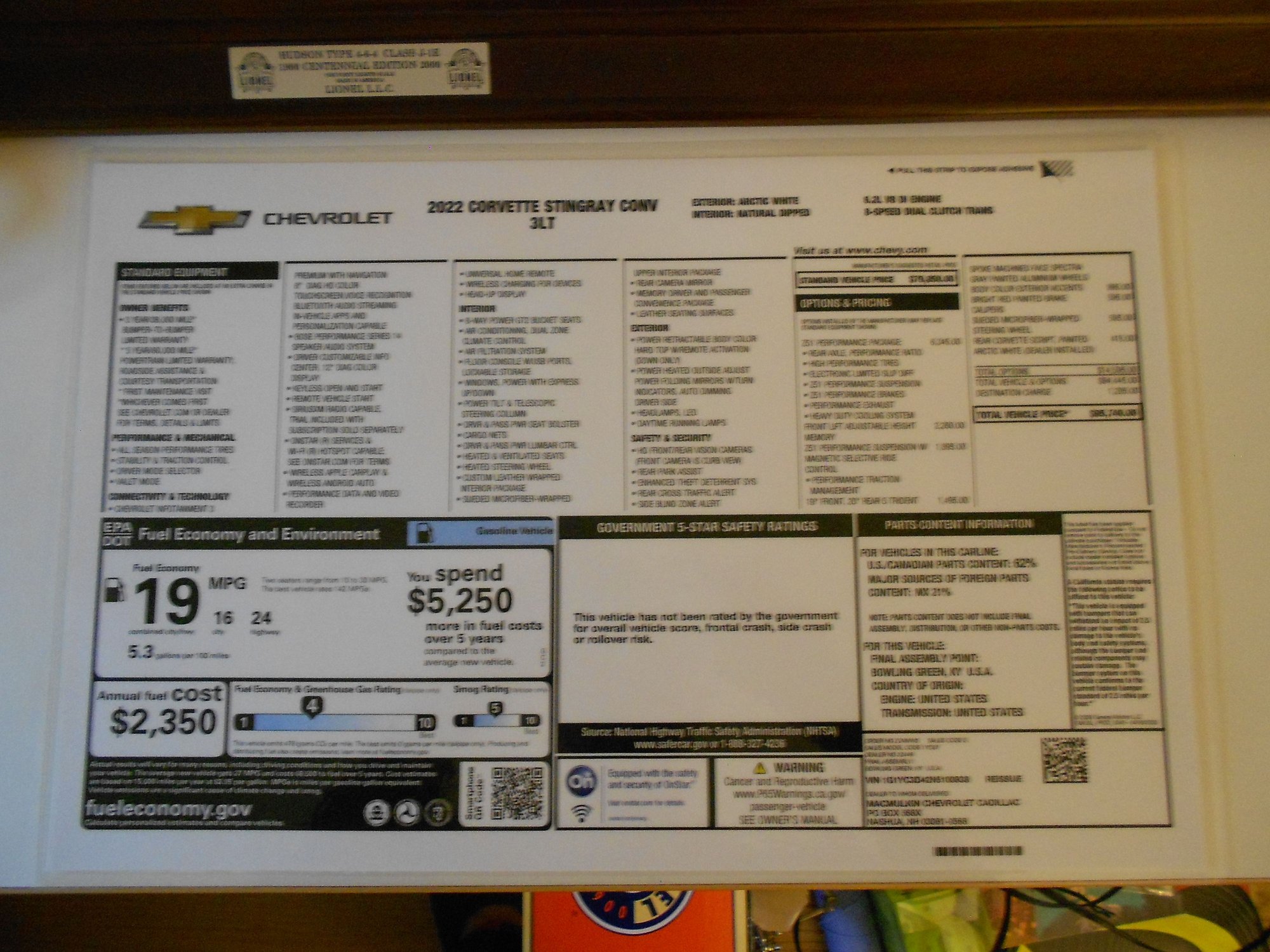 window sticker replacement - CorvetteForum - Chevrolet Corvette Forum ...