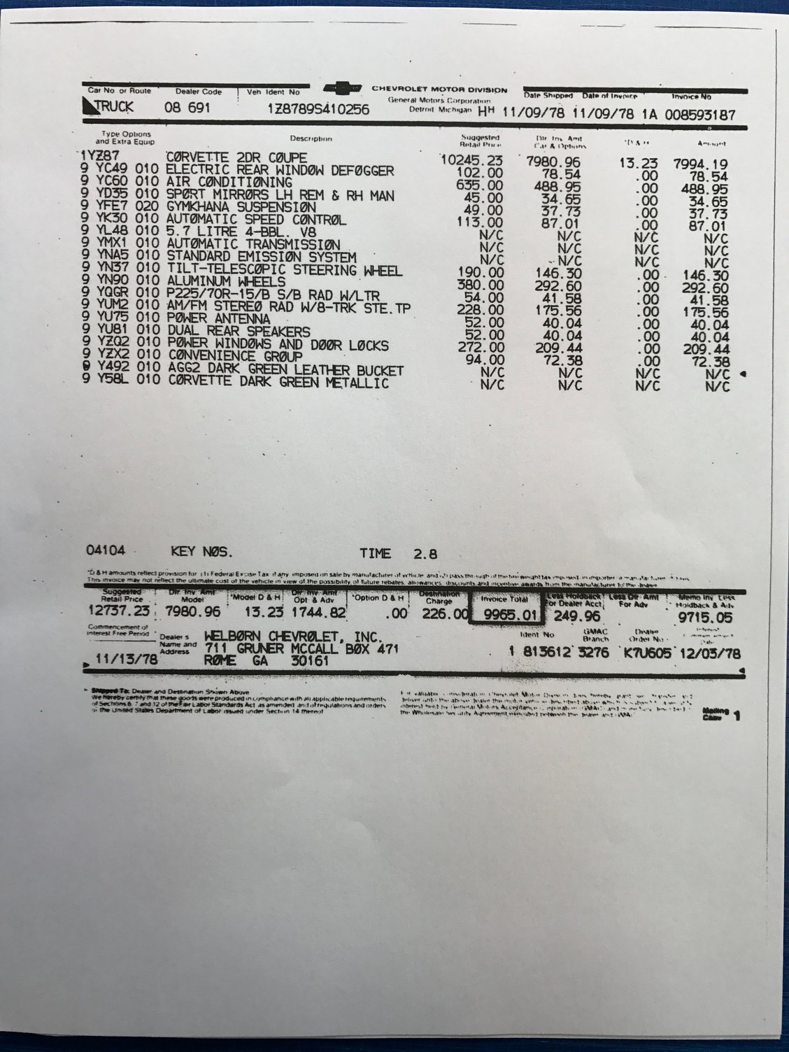 I received my GM invoice today and boy was I shocked! - CorvetteForum ...
