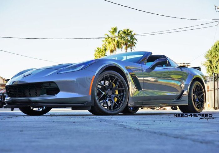 2016 Corvette C7 Z06 Shark Grey on a set of MRR FS01 Gloss Black Flow ...