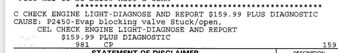 P2450-Evap blocking valve Stuck/open - Ford F150 Forum - Community of ...