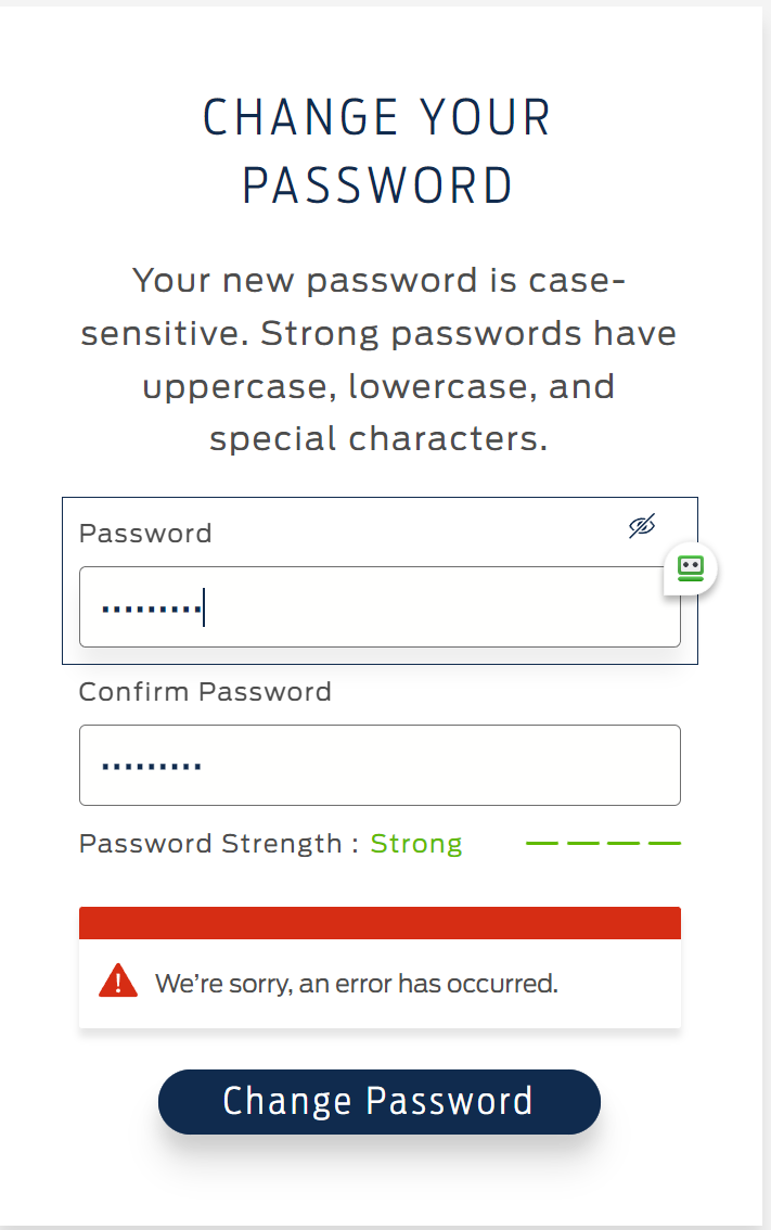 Ford Change Password Error - Ford F150 Forum - Community of Ford Truck Fans