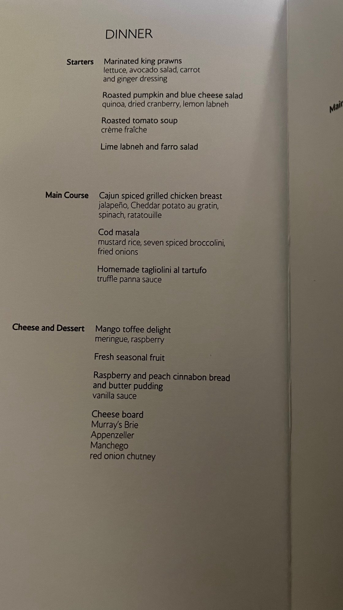 Club World dining - restoration of full menu - 28 October 2022 - Page ...