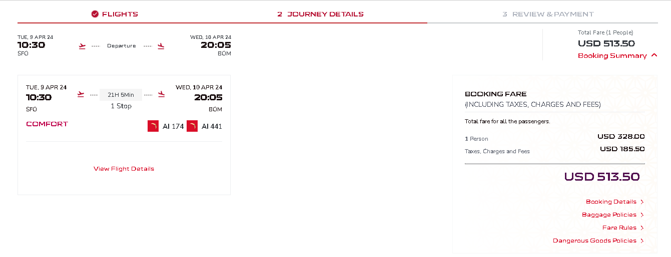 Fare class when booking on airindia.com - FlyerTalk Forums