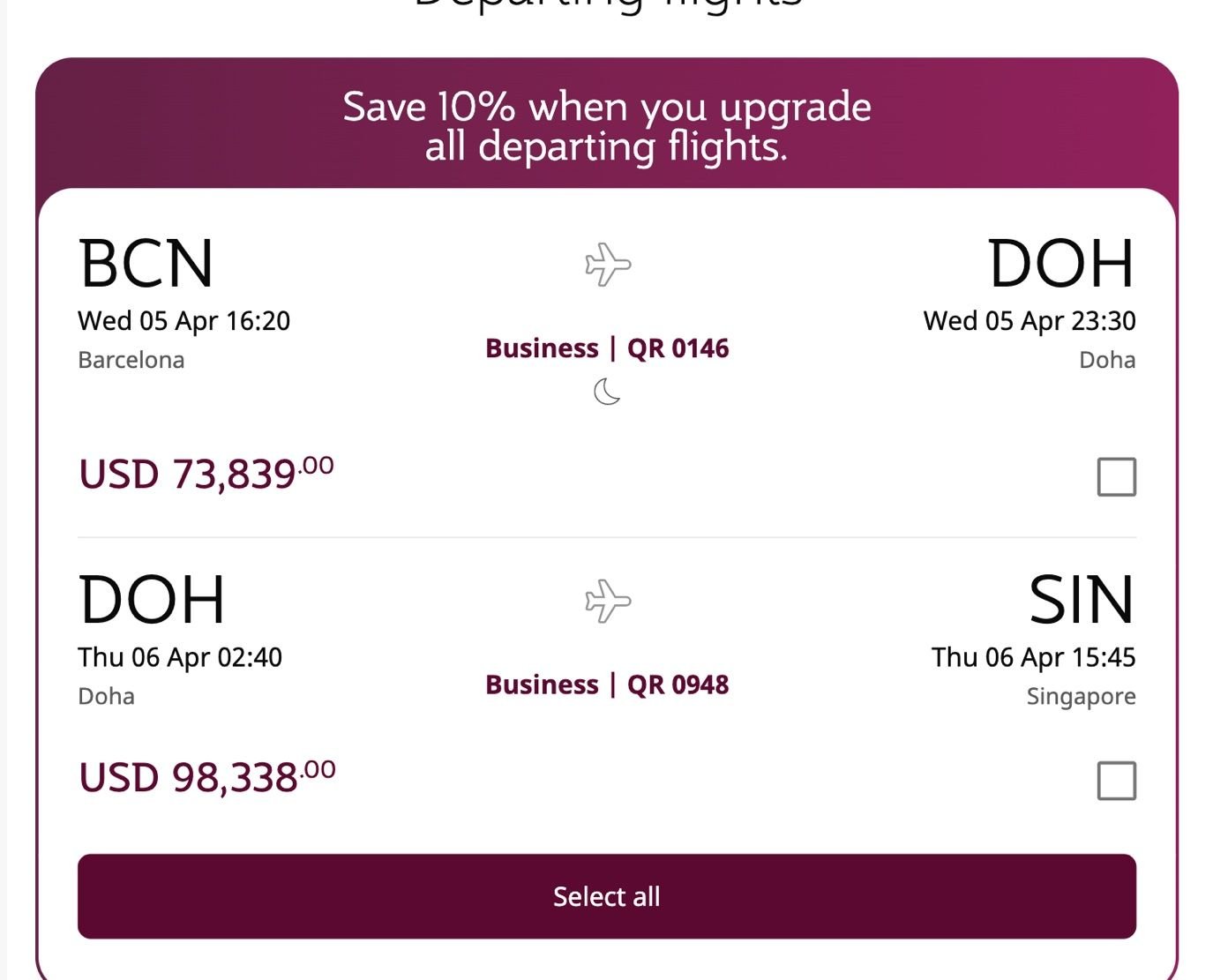 Cash upgrades on QR - Page 75 - FlyerTalk Forums