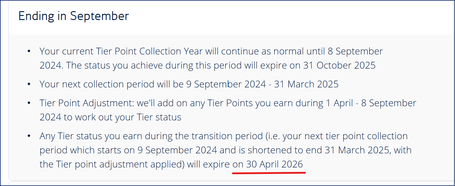 ** BA ANNOUNCEMENT : all Tier Point collection years to start 1st April ...