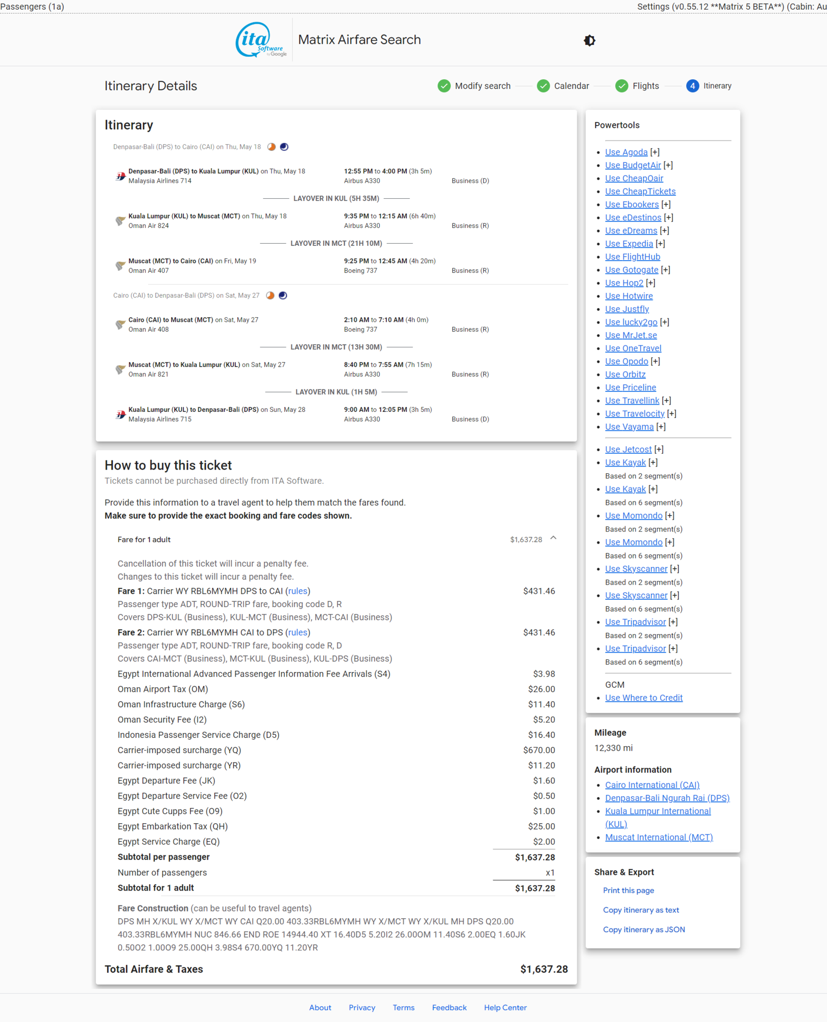 MH/WY - DPS-CAI/AMM - $1638+ r/t - Business (May 2023) - FlyerTalk Forums