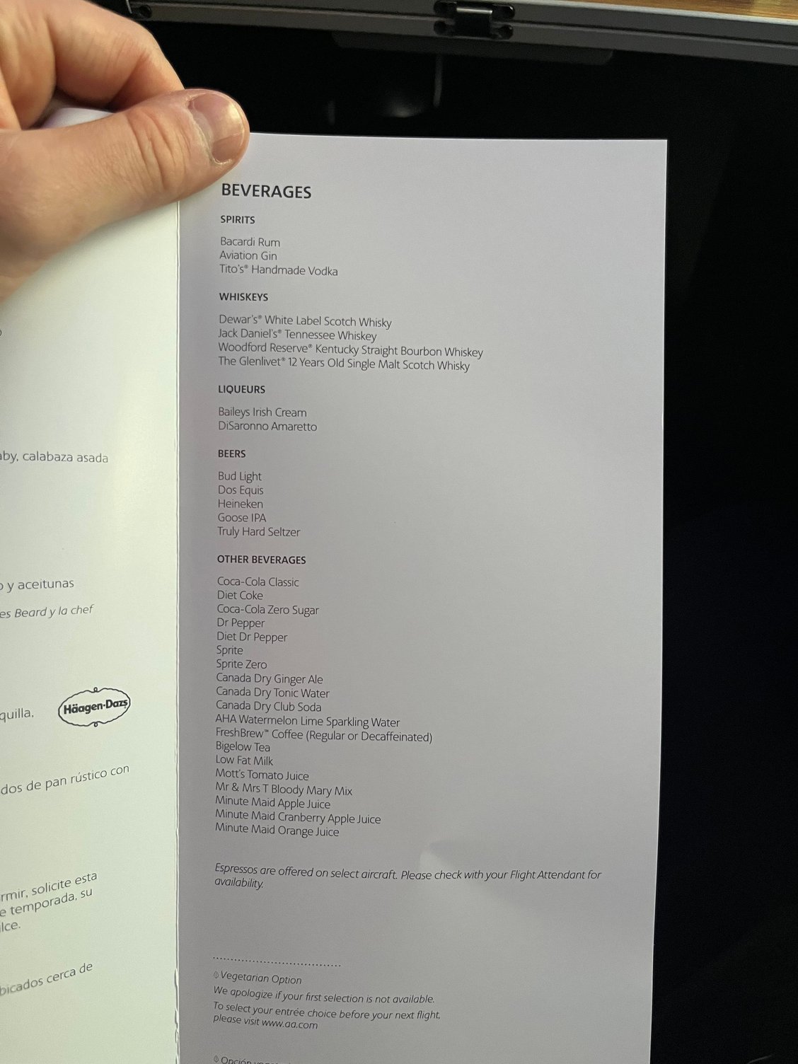 2024 AA International Meal / Meals - menu / photos / etc. (master ...