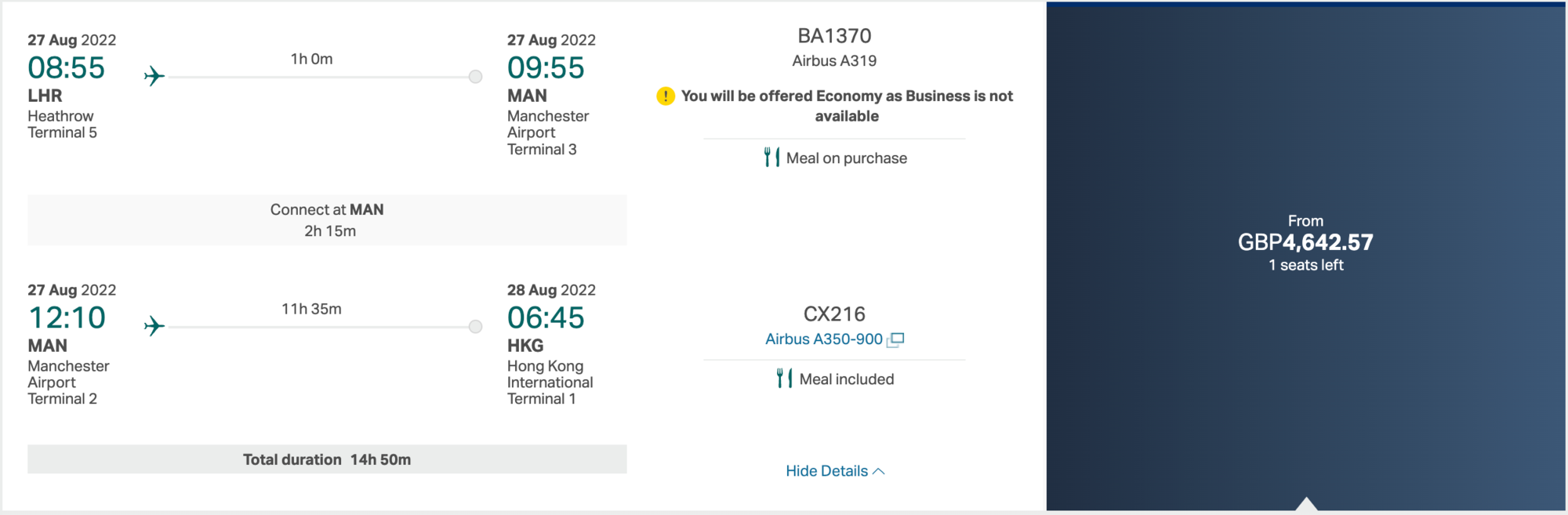 Cathay codeshare on BA Short-Haul Club Europe - FlyerTalk Forums