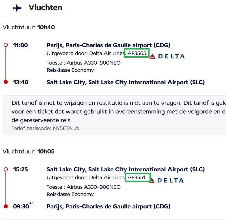 How can I book a DL-operated EUR-USA flight under AF/KL flight number ...