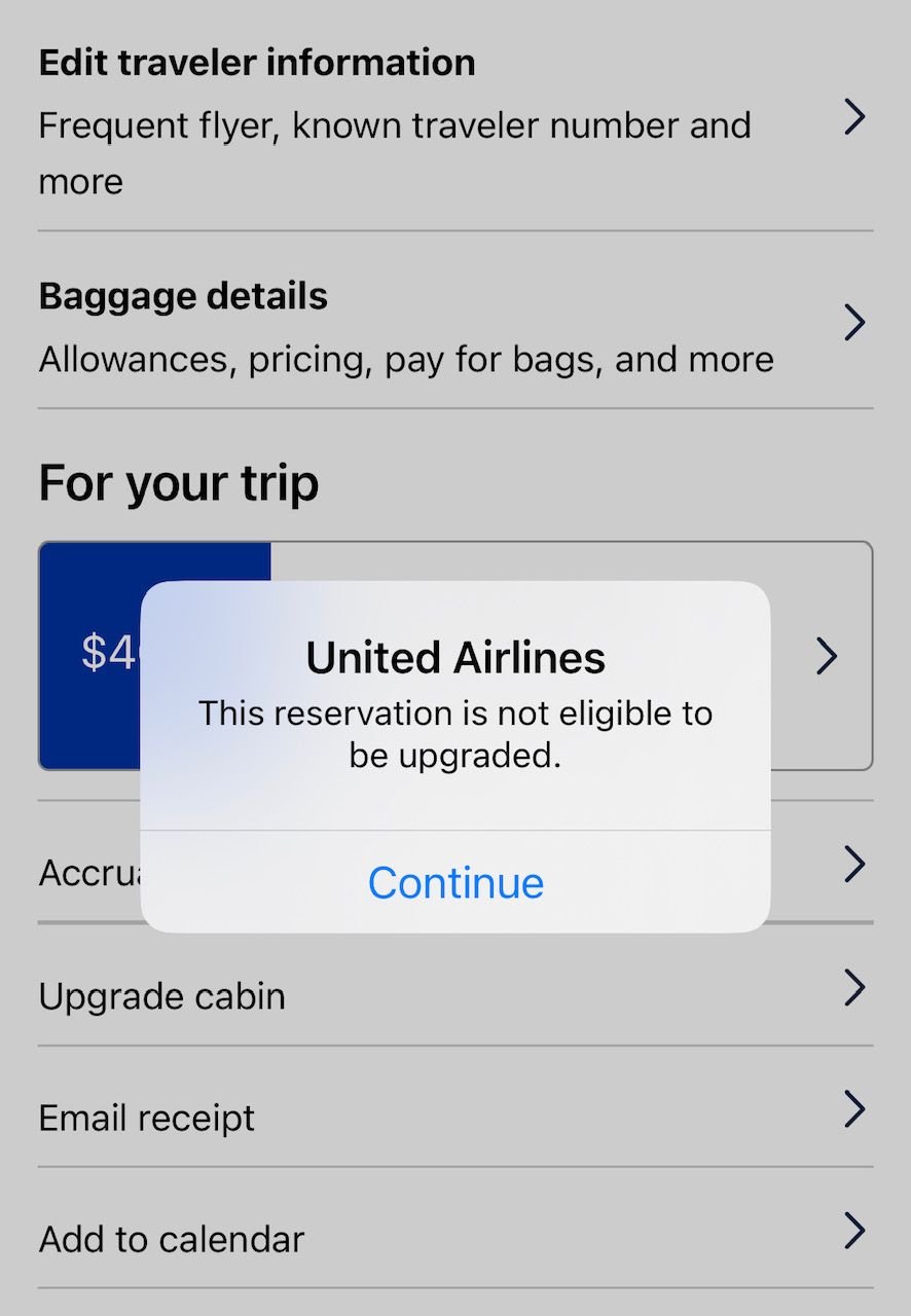 UA: Issue with cash upgrade option not available, Award/cash tkts & other cash opts? - FlyerTalk ...
