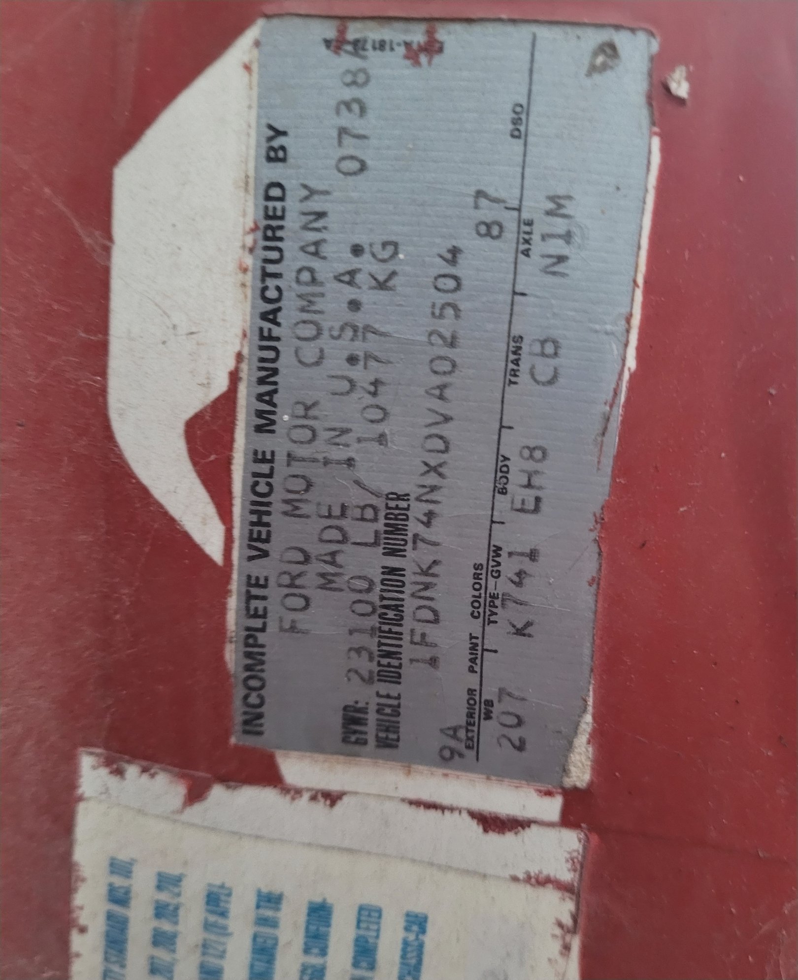 1983 ford f700 door tag decode - Ford Truck Enthusiasts Forums