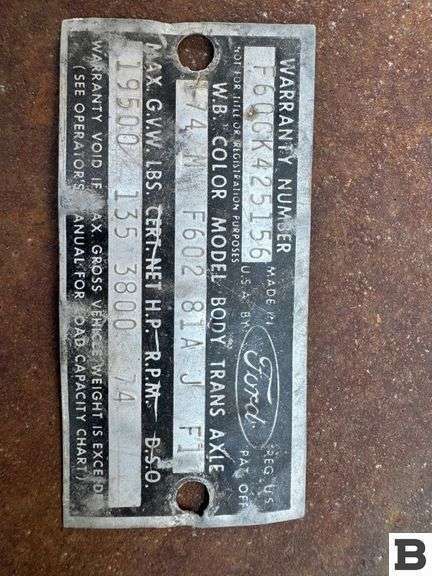 1963 F600 decode and curb weight - Ford Truck Enthusiasts Forums