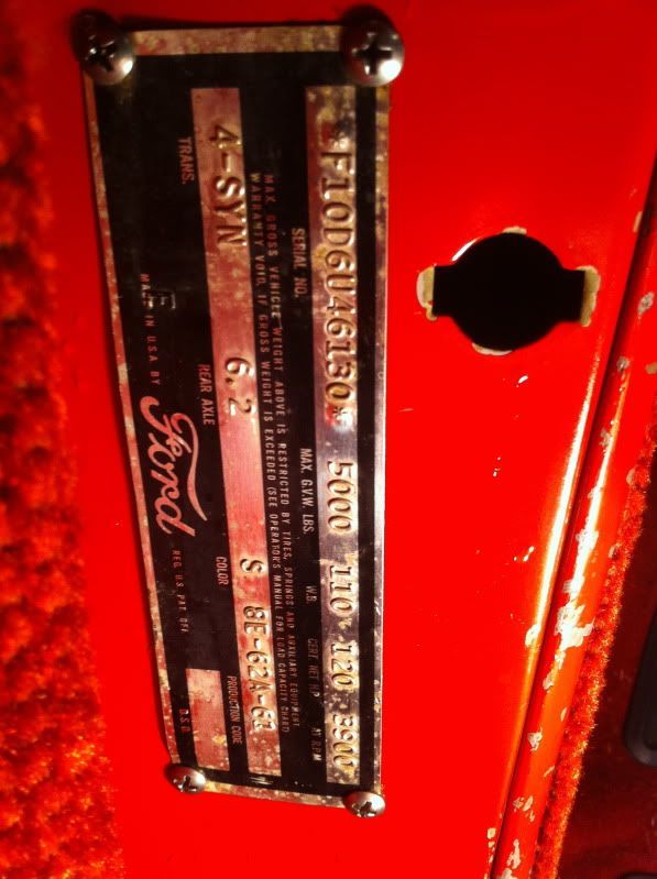 1955 F100 Data plate - Ford Truck Enthusiasts Forums