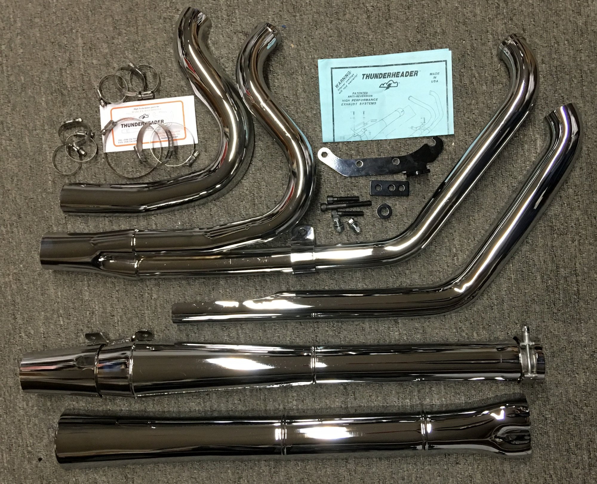 THUNDERHEADER, Chrome, 2>1 INCLUDES HEAT SHIELDS 2010-16 - Harley ...