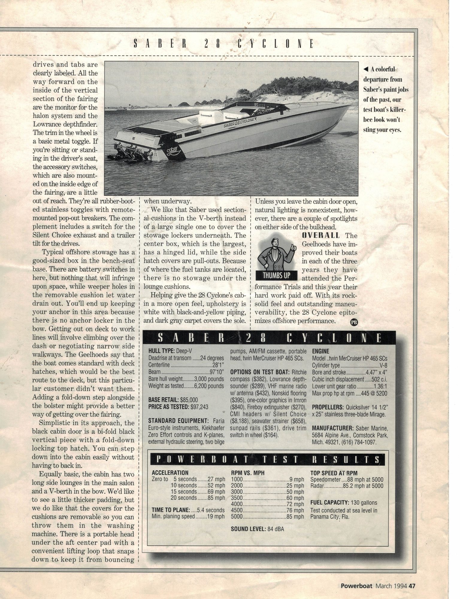 SABER 28 CYCLONE GIANT KILLER March 1994 - Offshoreonly.com