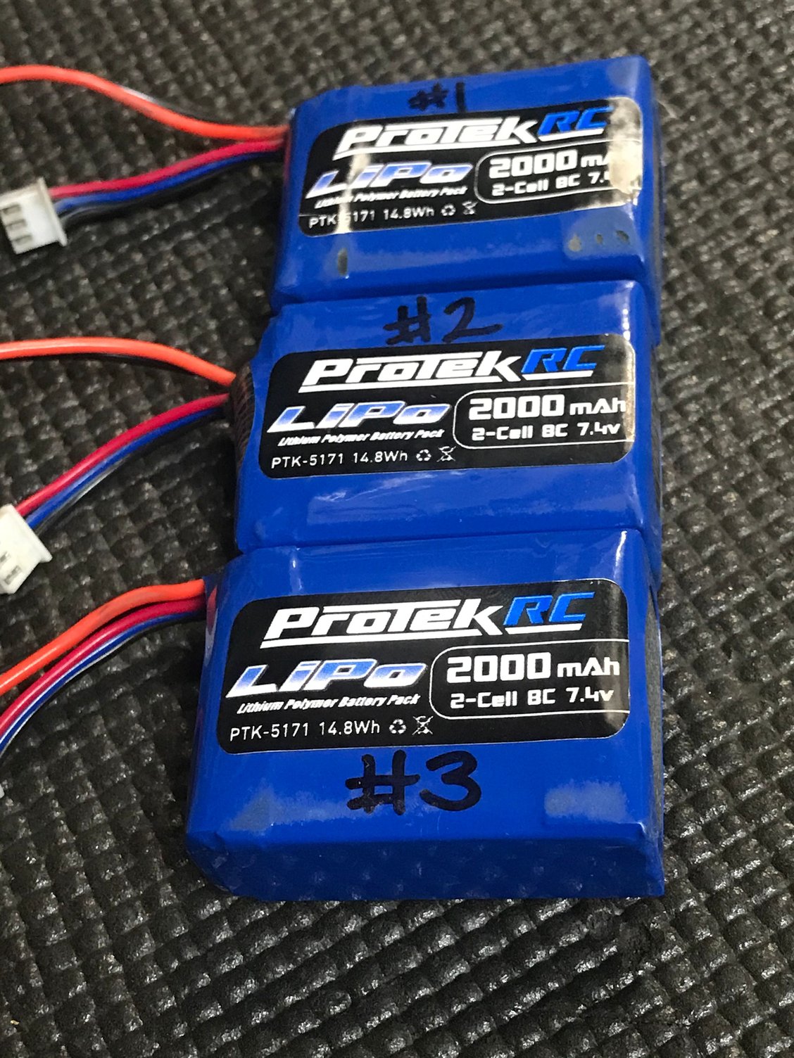 3x ProTek Receiver Battery Pack (7.4V/2000mAh) 1/8 Buggy Truggy - R/C ...