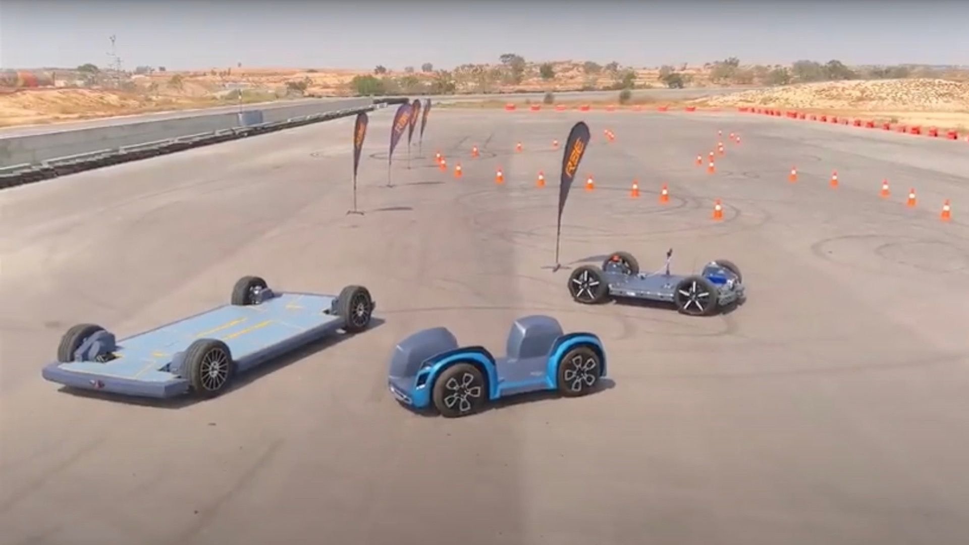 REE Automotive skateboard platform track testing